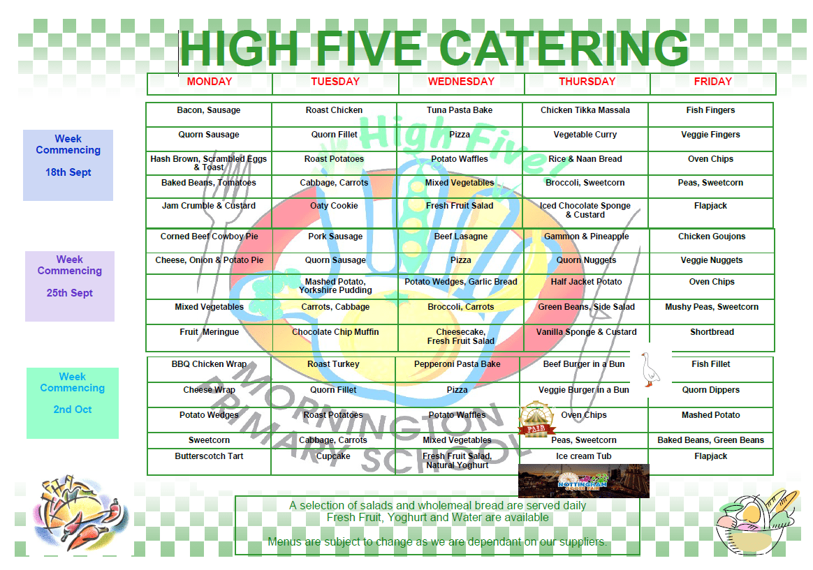 Lunch - Hi5 Catering - Mornington Primary School